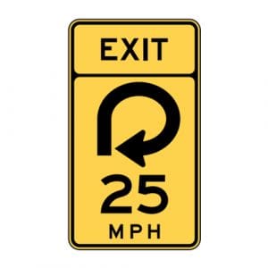 W13-6 Exit Advisory Speed with Reverse Curve Sign https://translineinc ...