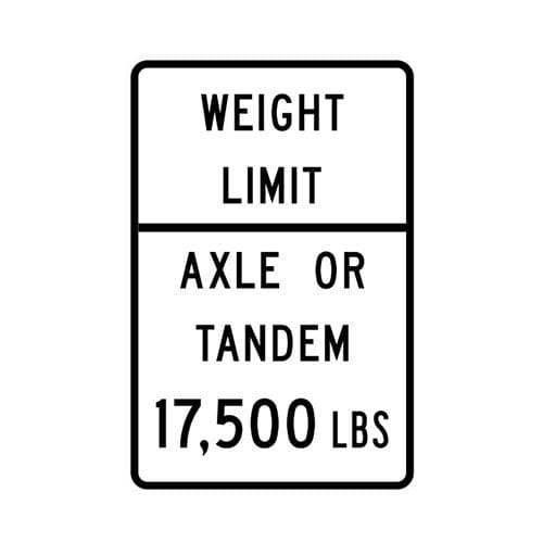 R12-2bT Weight Limit Axle or Tandem Sign - Transline Industries