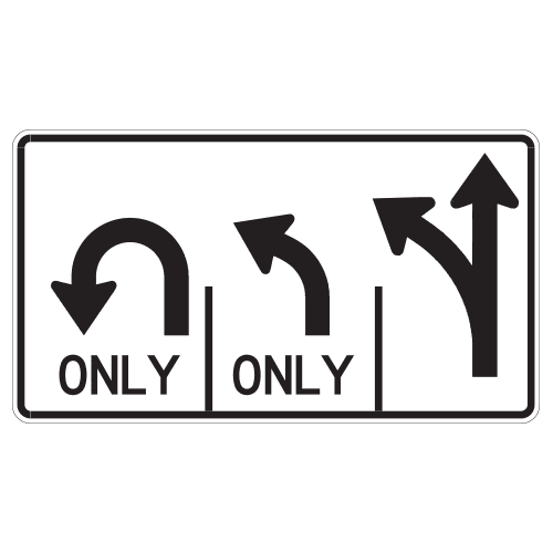 R3-8 ULM Triple Lane U-turn Left Turn Left Straight Sign - Transline ...